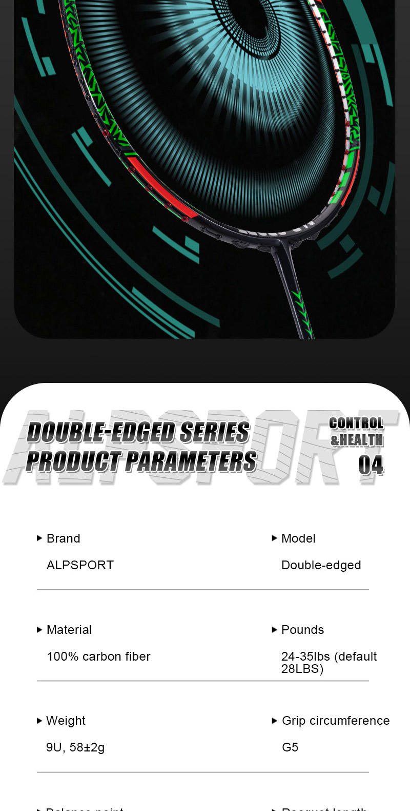 ALP SR Dual Face 9U 58g Siêu nhẹ 100% sợi carbon Max 15KG 35Lbs Vợt cầu lông có dây có dây cài ...