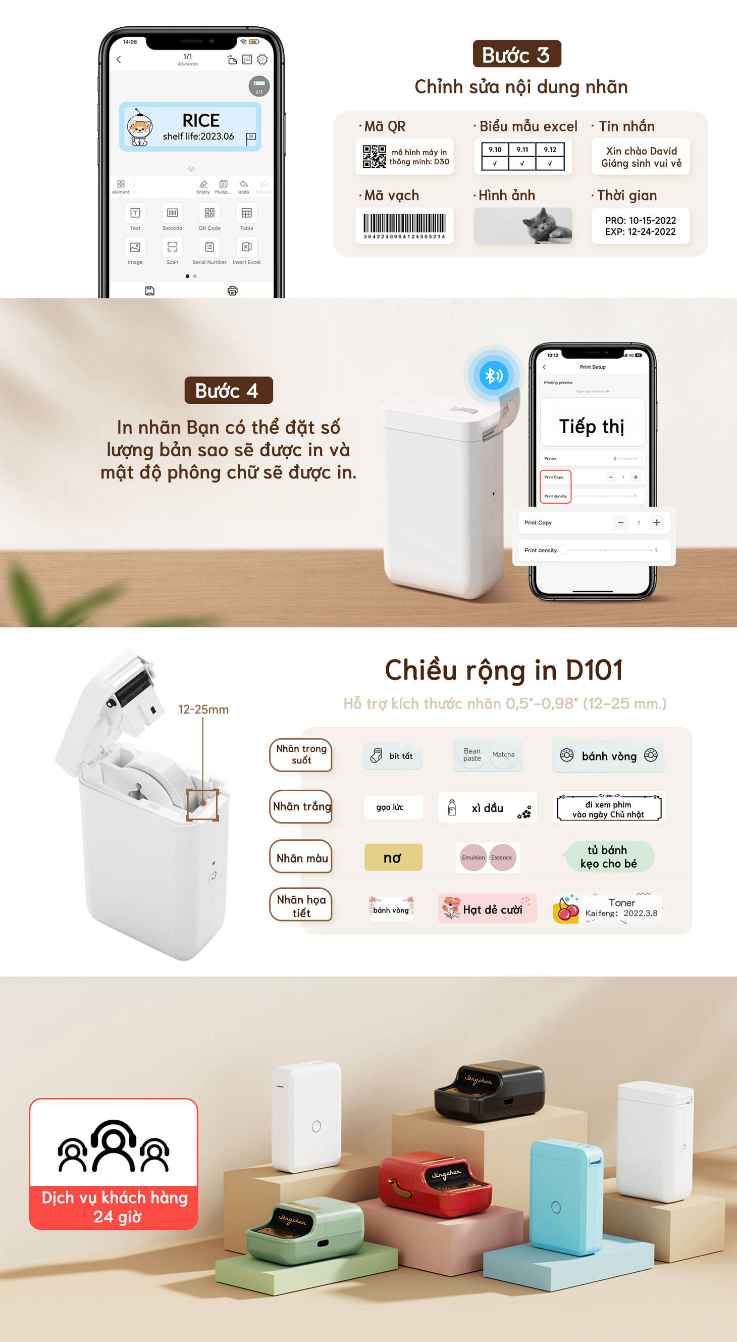 NIIMBOT D101 Máy in nhãn, chiều rộng in 10-25mm, máy in nhãn di động ...