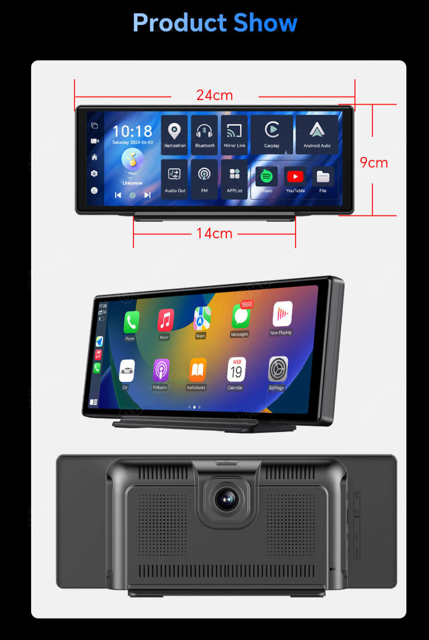 Elkeva 8 Core 4 + 64GB Android 12 Xe DVR 5G WiFi Không Dây CarPlay Android Tự Động Ống Kính Kép ...