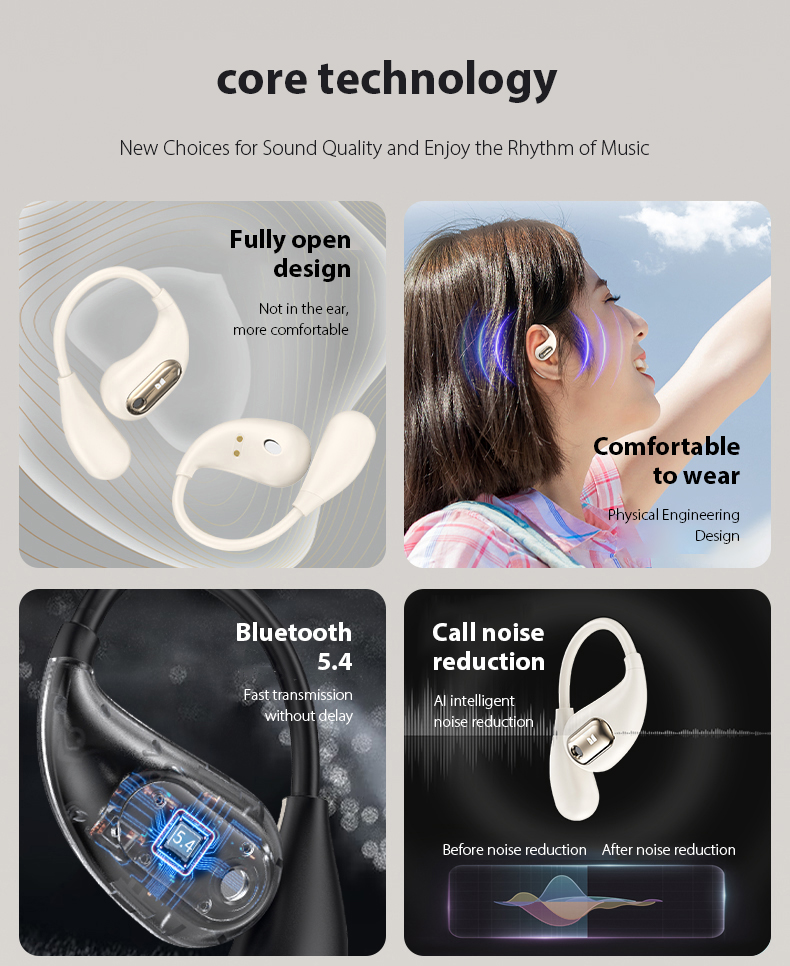 Monster Open Ear AC210 Bluetooth 5.4 Tai Nghe Không Dây OWS Mở Hoàn ...