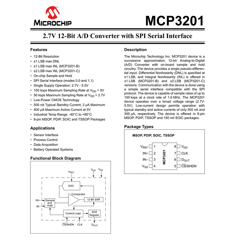 IC Bản vá chính hãng chính hãng MCP3201-BISN SOIC-8 chip ADC | Shopee ...