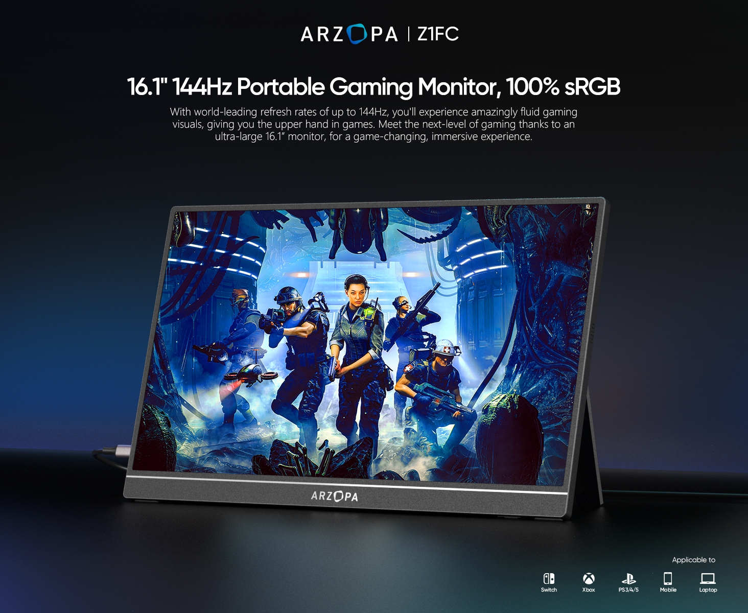 Màn hình chơi game di động ARZOPA-Z1FC, 16,1 '144Hz, 100% sRGB, 1080P ...