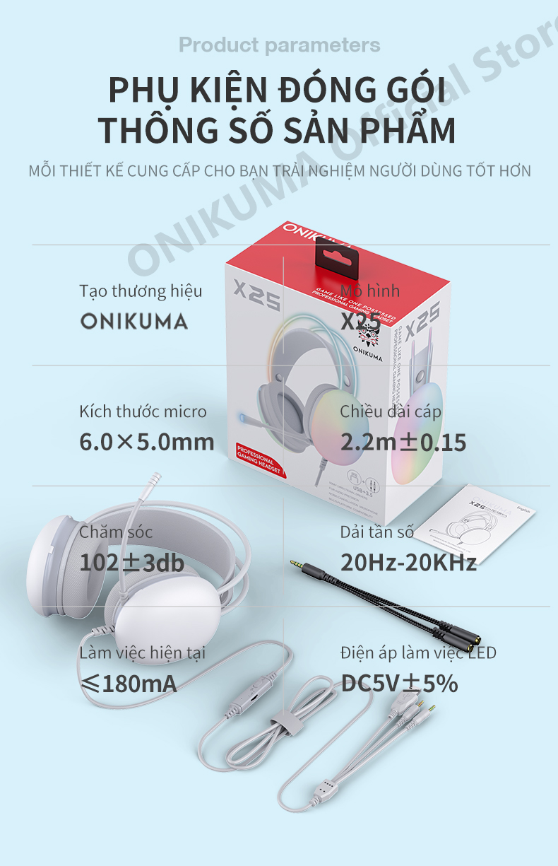 Tai nghe chụp tai ONIKUMA x25 có micro và đèn rgb thích hợp thích hợp ...