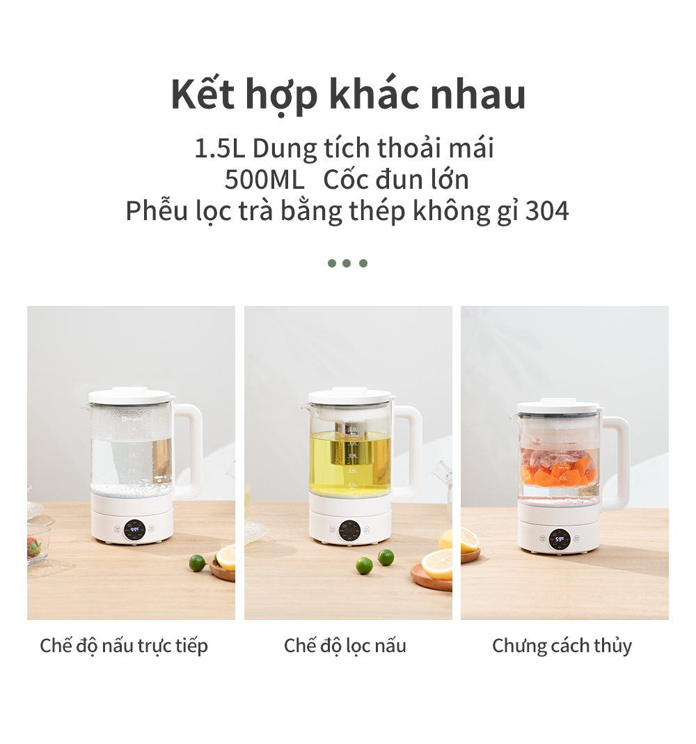 Simplus Bộ Ấm Điện Dung Tích 1.5L Màn Hình LCD 8 Chức Năng Cài Sẵn YSHU001- Bảo Hành 1 Năm 1 Đổi ...