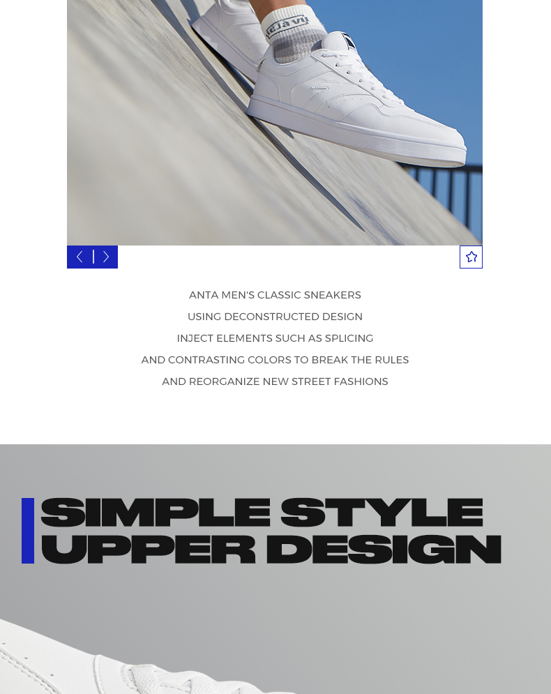 Giày thể thao nam ANTA Casual Thoải mái Thời trang mềm mại màu trắng ...