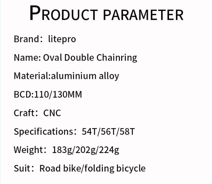Litepro MTB Bike 110/130MM Oval Double BCD Chainring 54/56/58T Crankset ...