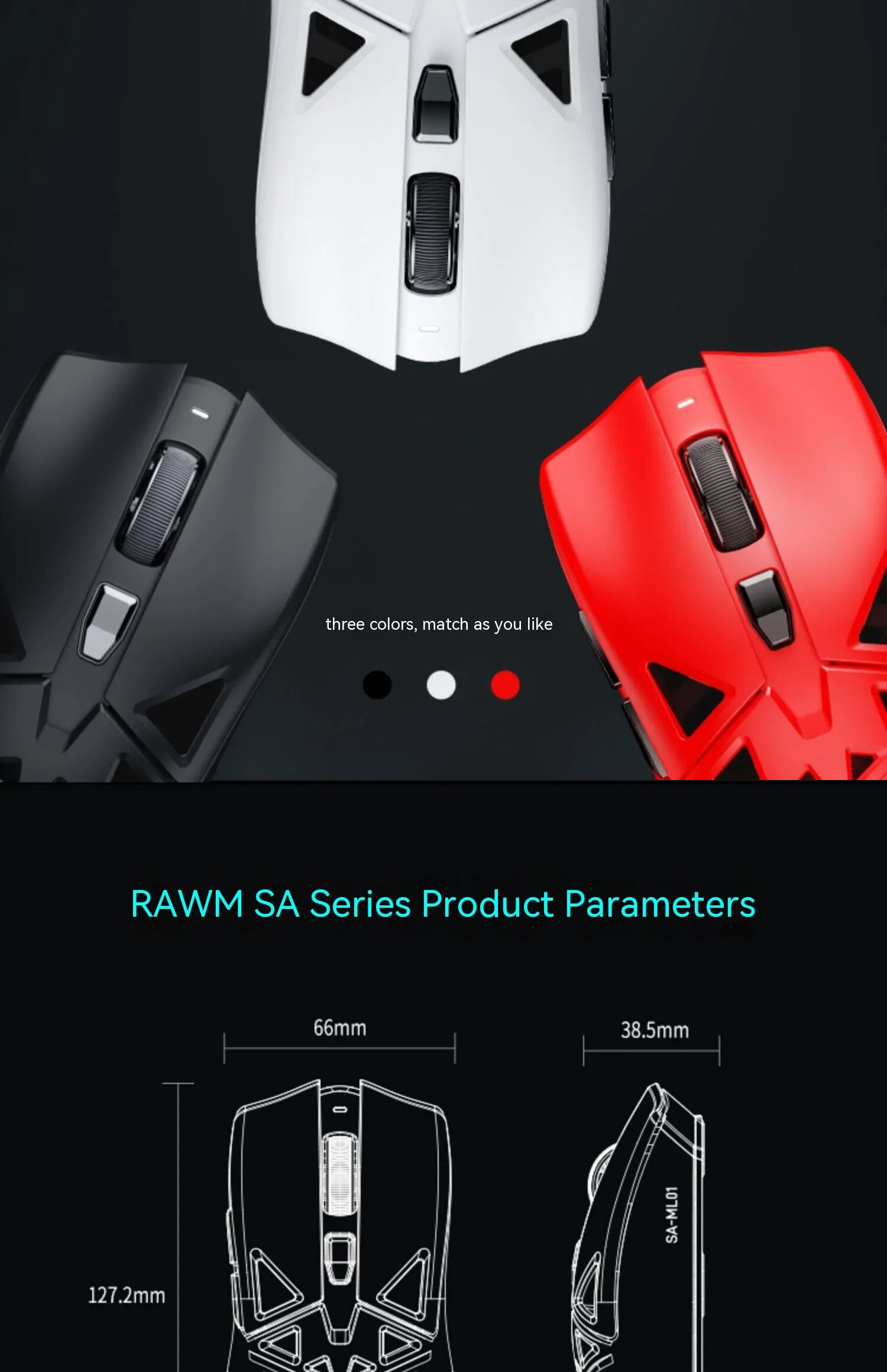 Rawm Sa-Ml01 Chuột bluetooth Không Dâyrawm sa-ml01 tri Mode3395 Trọng Lượng Nhẹ Dùng Để Chơi ...