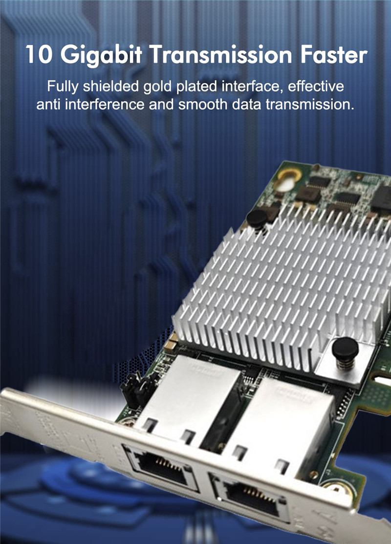 Thẻ Ethernet cổng đôi 10G 10G X540-T2 Tương thích với Bộ chuyển đổi mở rộng Nework PCIE-X8 ...