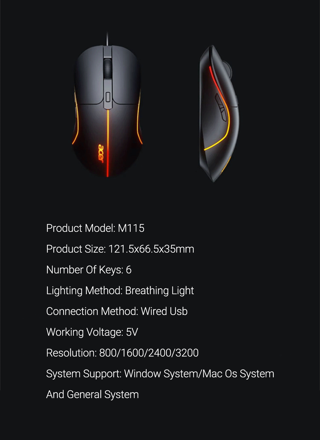 Chuột Chơi Game Có Dây Acer M115 3200DPI Hiệu Ứng Ánh Sáng Nhiều Màu Sắc | Shopee Việt Nam