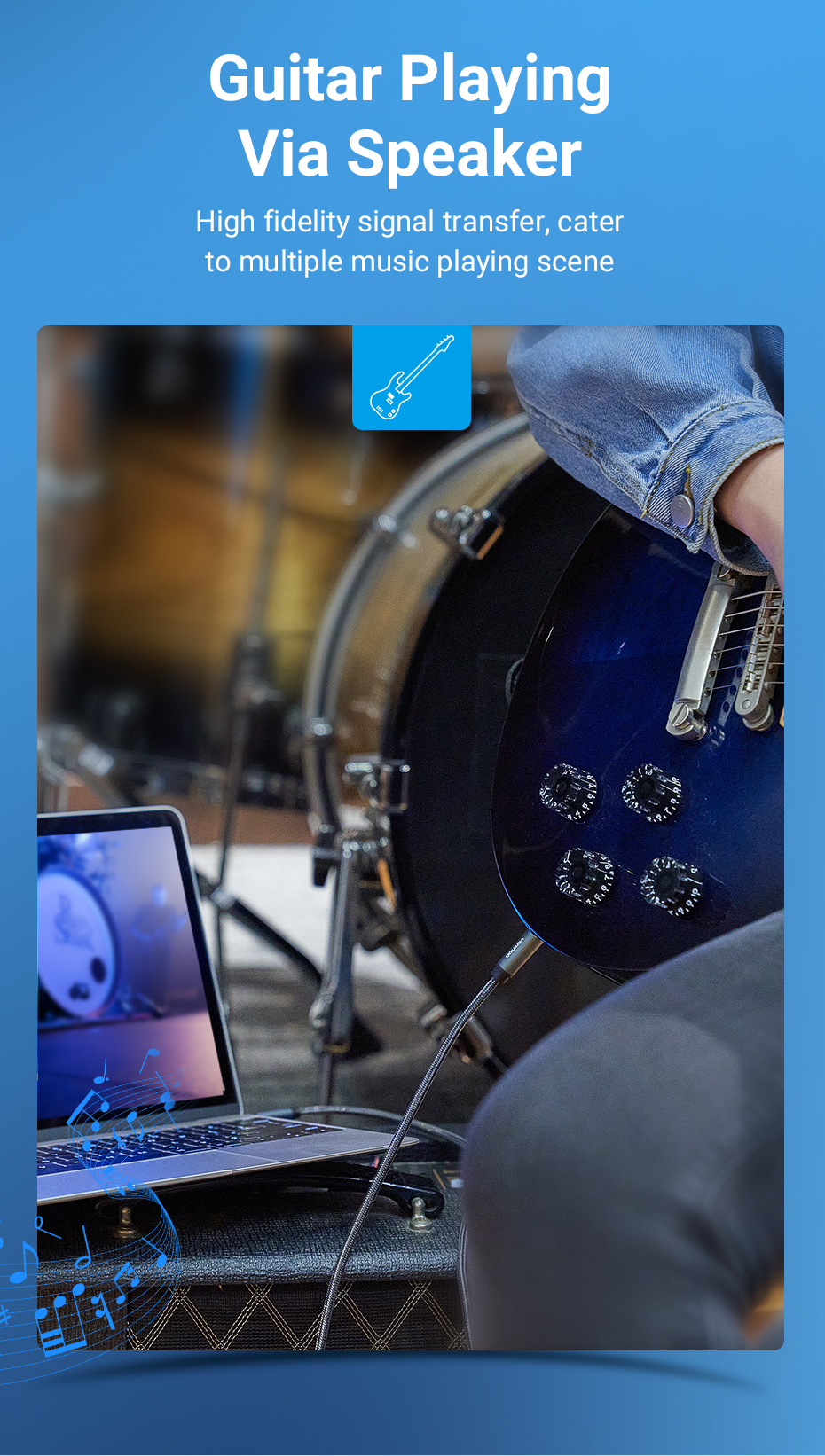 Cáp âm thanh Vention 3.5mm sang 6.5mm, cáp aux cho điện thoại, PC, DVD ...