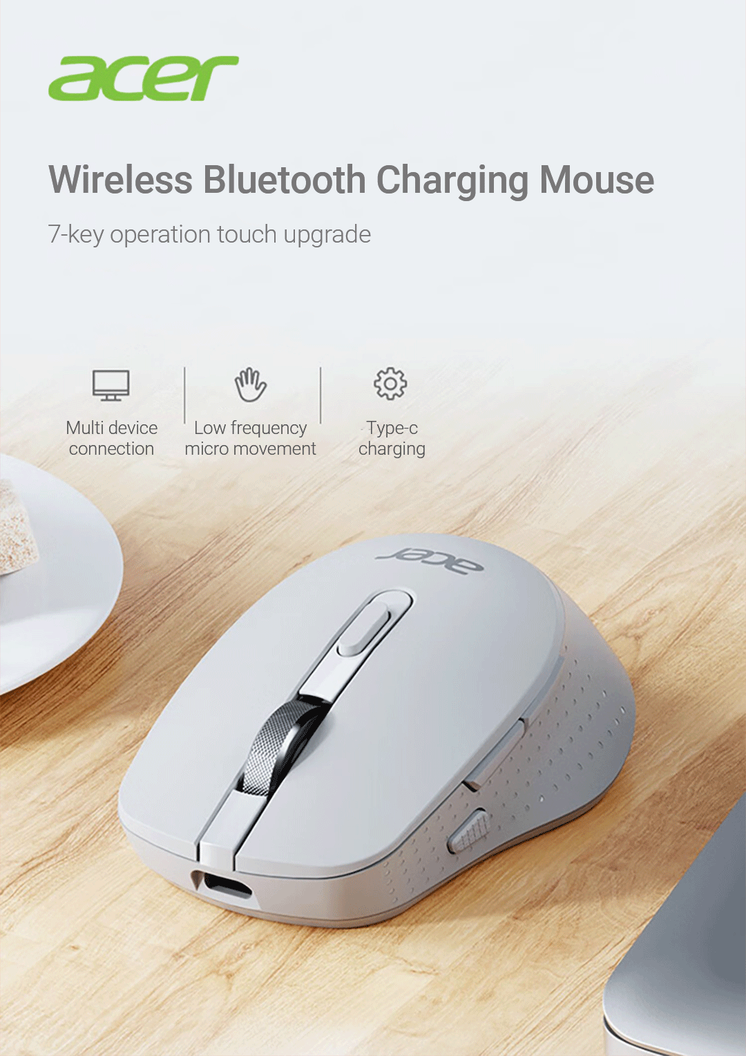 Chuột Bluetooth Không Dây Acer M155 Chế Độ Kép Type-C Thiết Kế Tiện ...