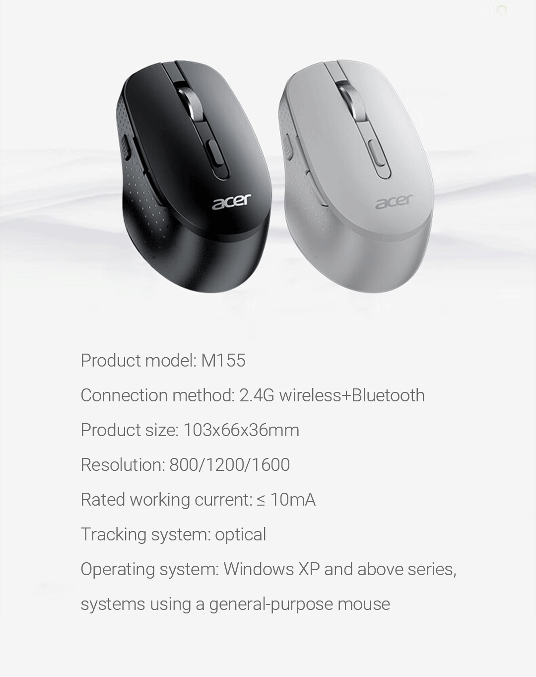 Chuột Bluetooth Không Dây Acer M155 Chế Độ Kép Type-C Thiết Kế Tiện ...