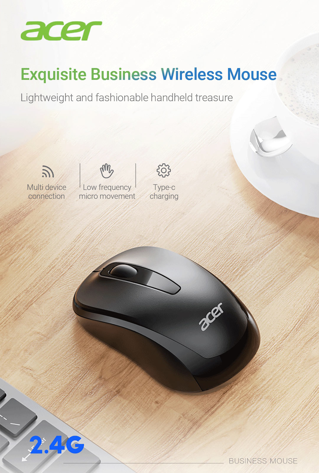 Chuột Không Dây Acer M157, Kết Nối 2.4GHz, Thì Thầm Nào, Cảm Giác Thoải Mái Khi Cầm, Dành Cho ...