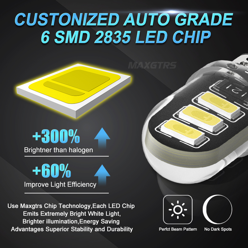 Set 10 đèn LED MAXGTRS 2835 Chip T10 W5W 15W 194 168 cao cấp cho xe ô ...