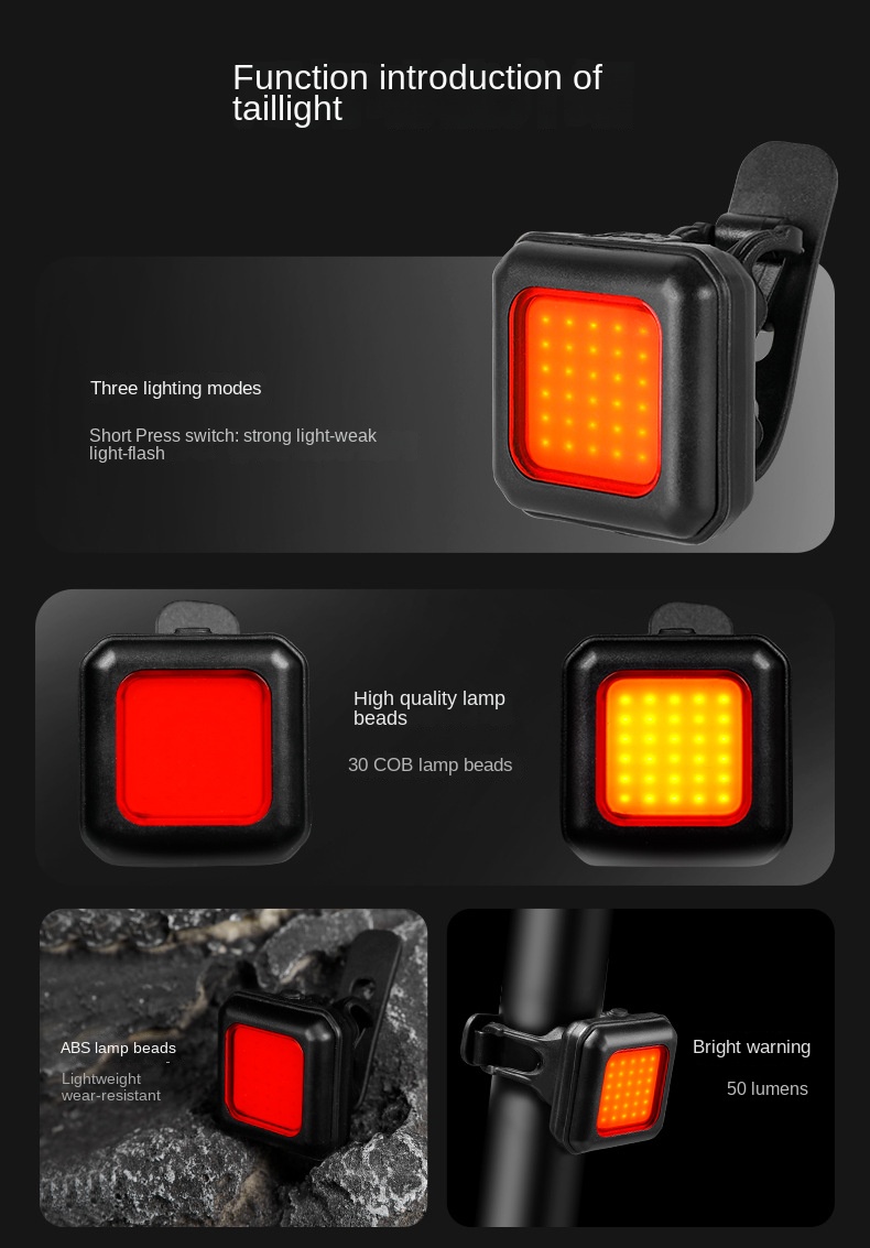 OFFBONDAGE Đen Xe Đạp Pha Trước Và Sau Bộ Đèn Chiếu Sáng 130 Lumen Đèn ...