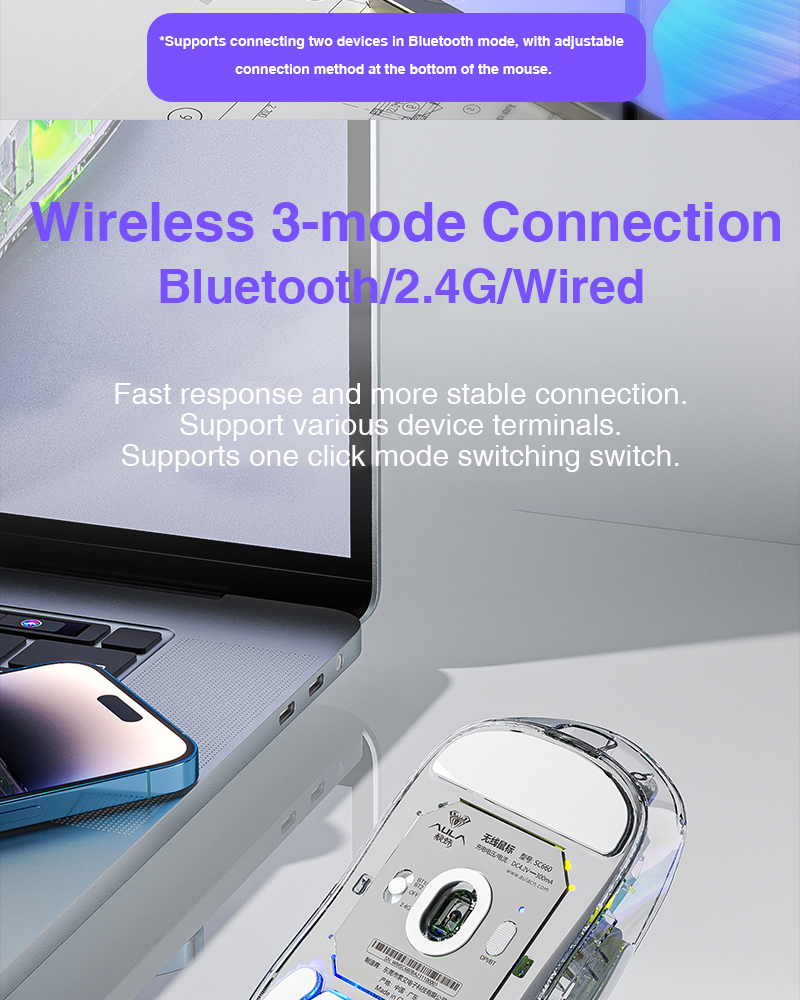 Chuột chơi game không dây AULA SC660 2.4G / bluetooth / đèn nền DPI Max ...