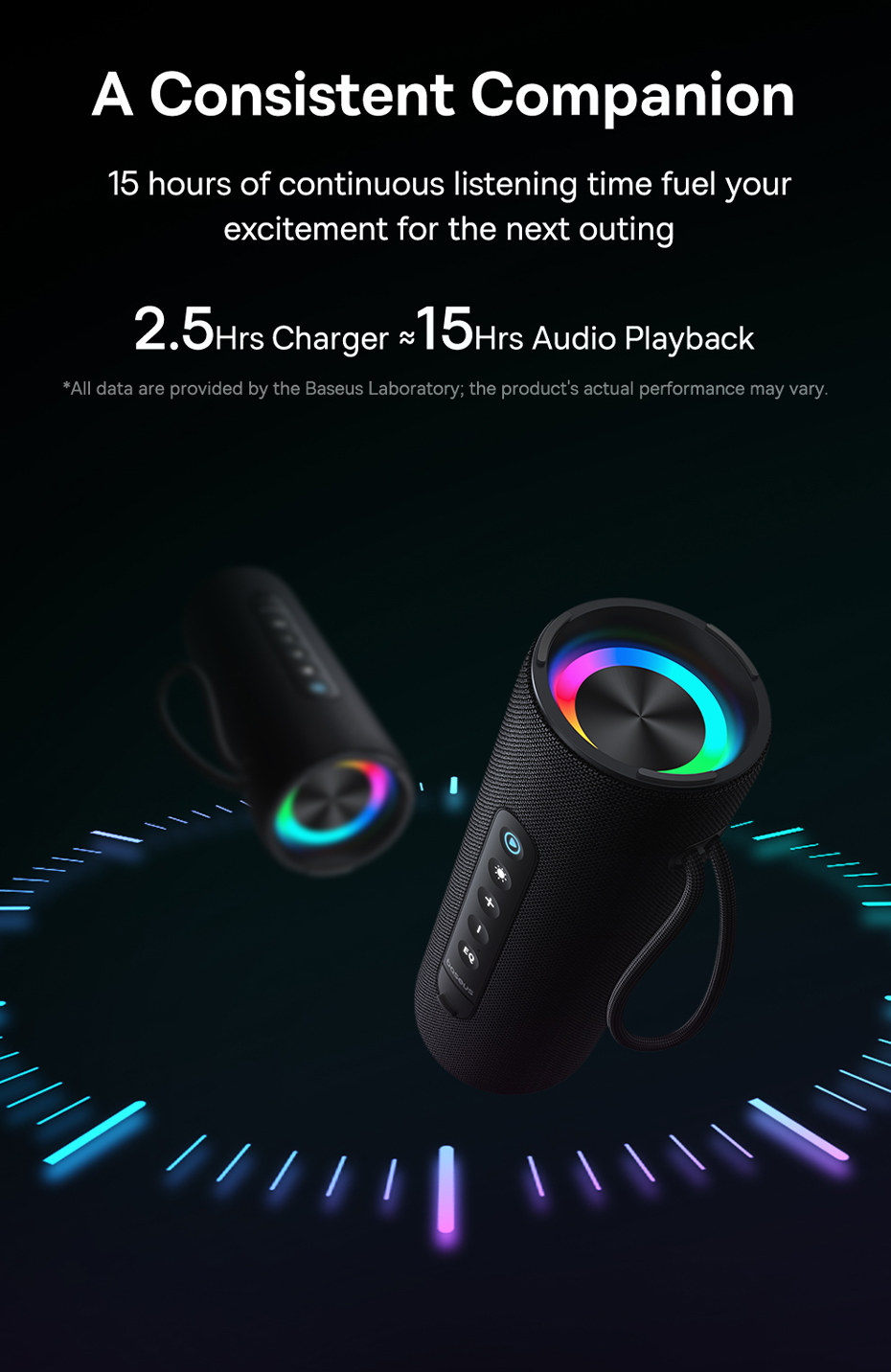 Loa không dây di động BASEUS AeQur VO20 15W Bluetooth 5.3 đèn xung ...