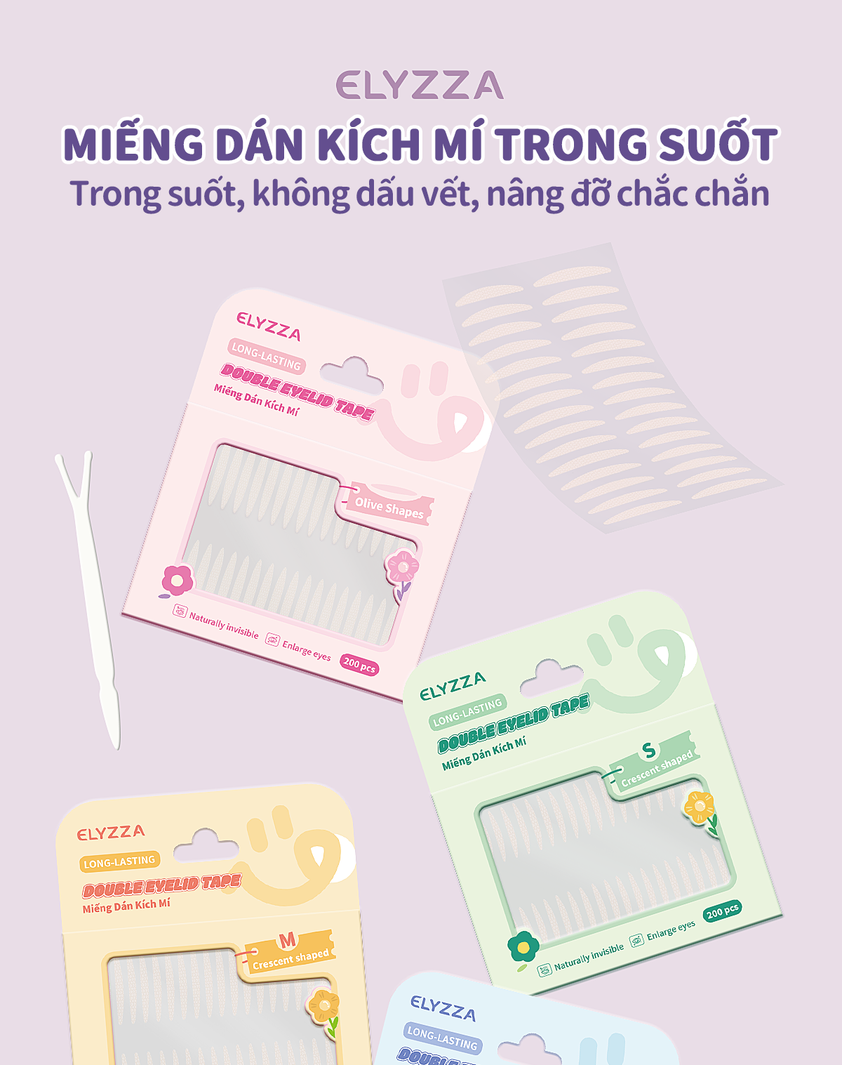 Miếng Dán Kích Mí ELYZZA 4 Kích Thước, Tàng Hình, Trong Suốt, Sẵn Keo ...
