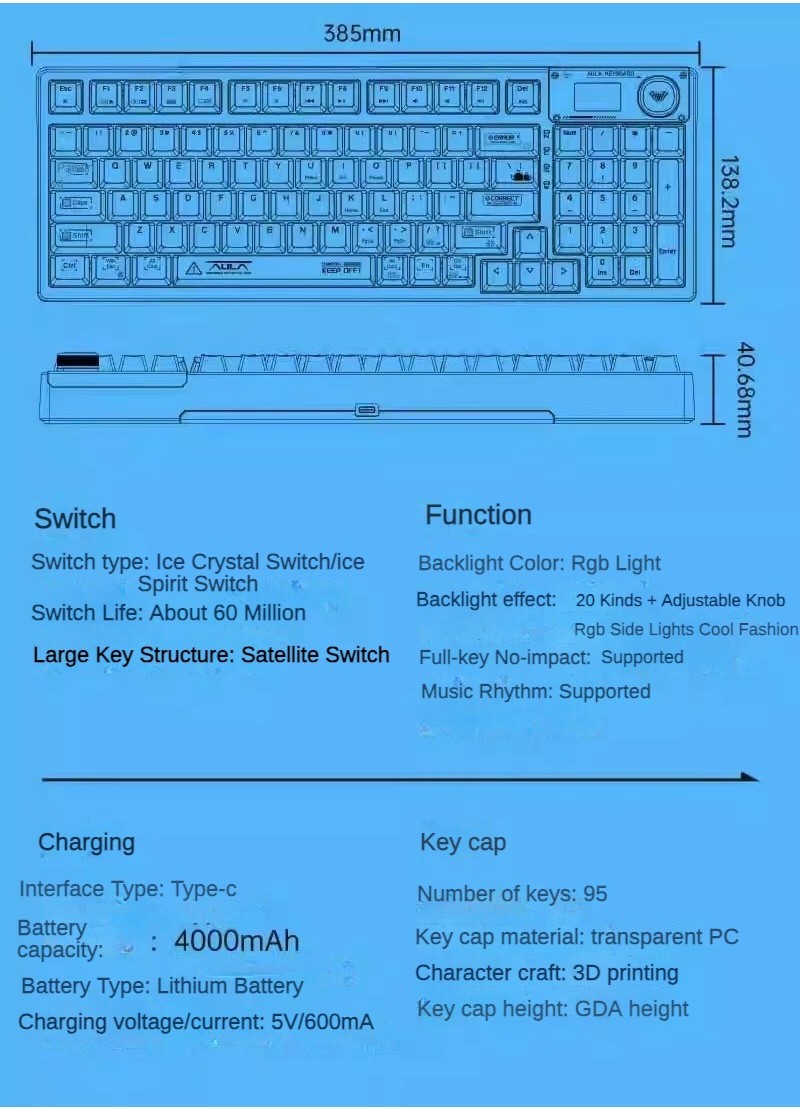 Hàng Có Sẵn Miếng Đệm Màn Hình rgb aula f98pro Trong Suốt Tùy Chỉnh ...