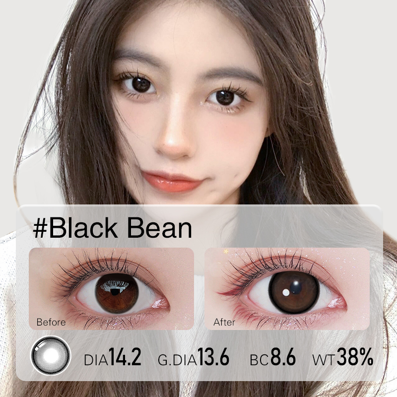 Set 2 Kính Áp Tròng Màu Đen contact lenses 0 ~ - 8.00 black len 14.2mm ...