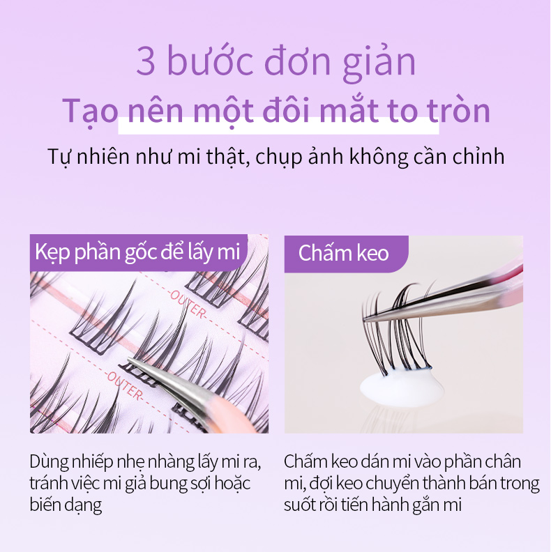 Mlen DIARY Dễ Dàng DIY 120 Cụm Mi Bộ Có Thể Tái Sử Dụng 9-13mm C Curl ...
