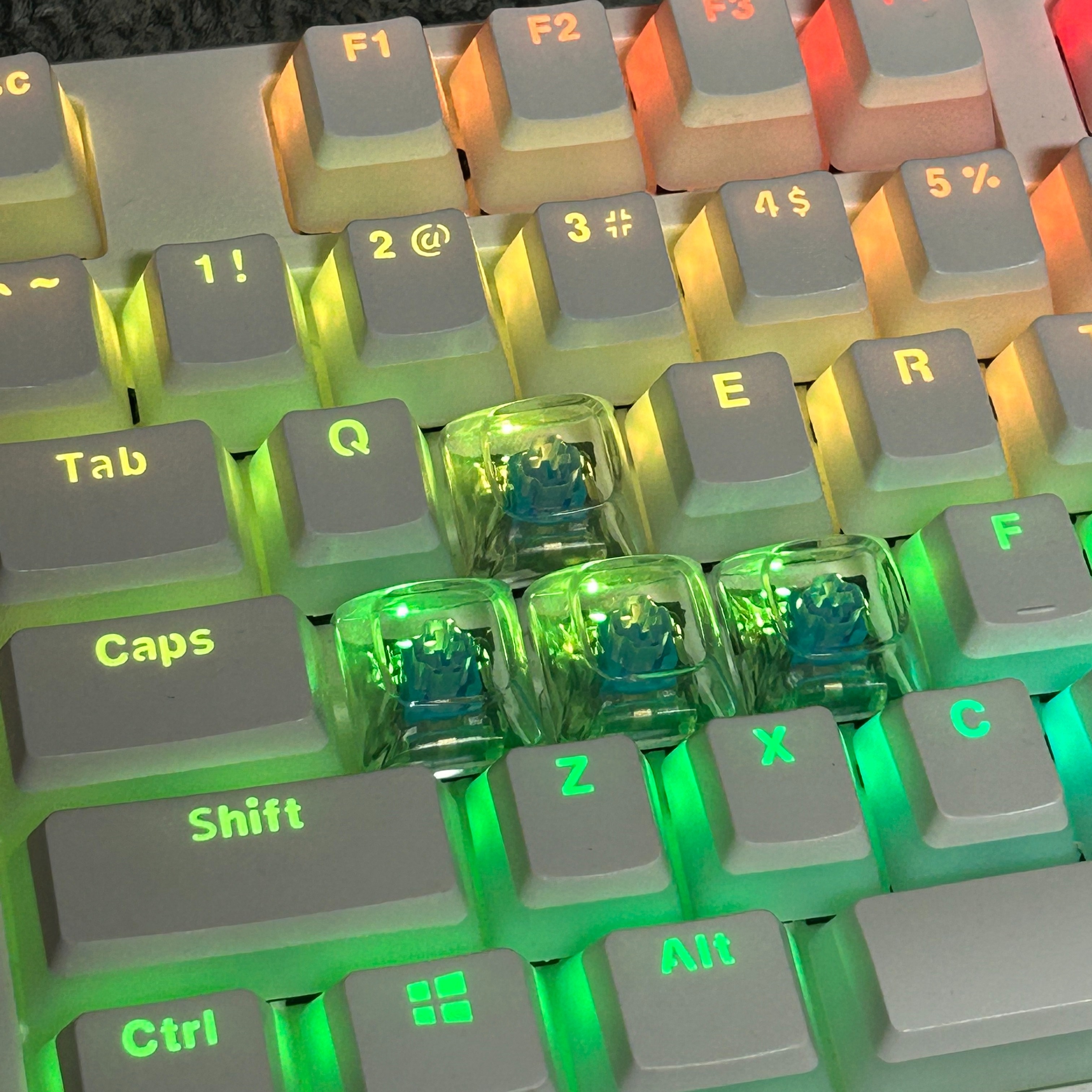 Keycaps bàn phím cơ trong suốt hoàn toàn, Keycaps có đèn nền pha lê Pc, Gatron anh đào có đèn ...
