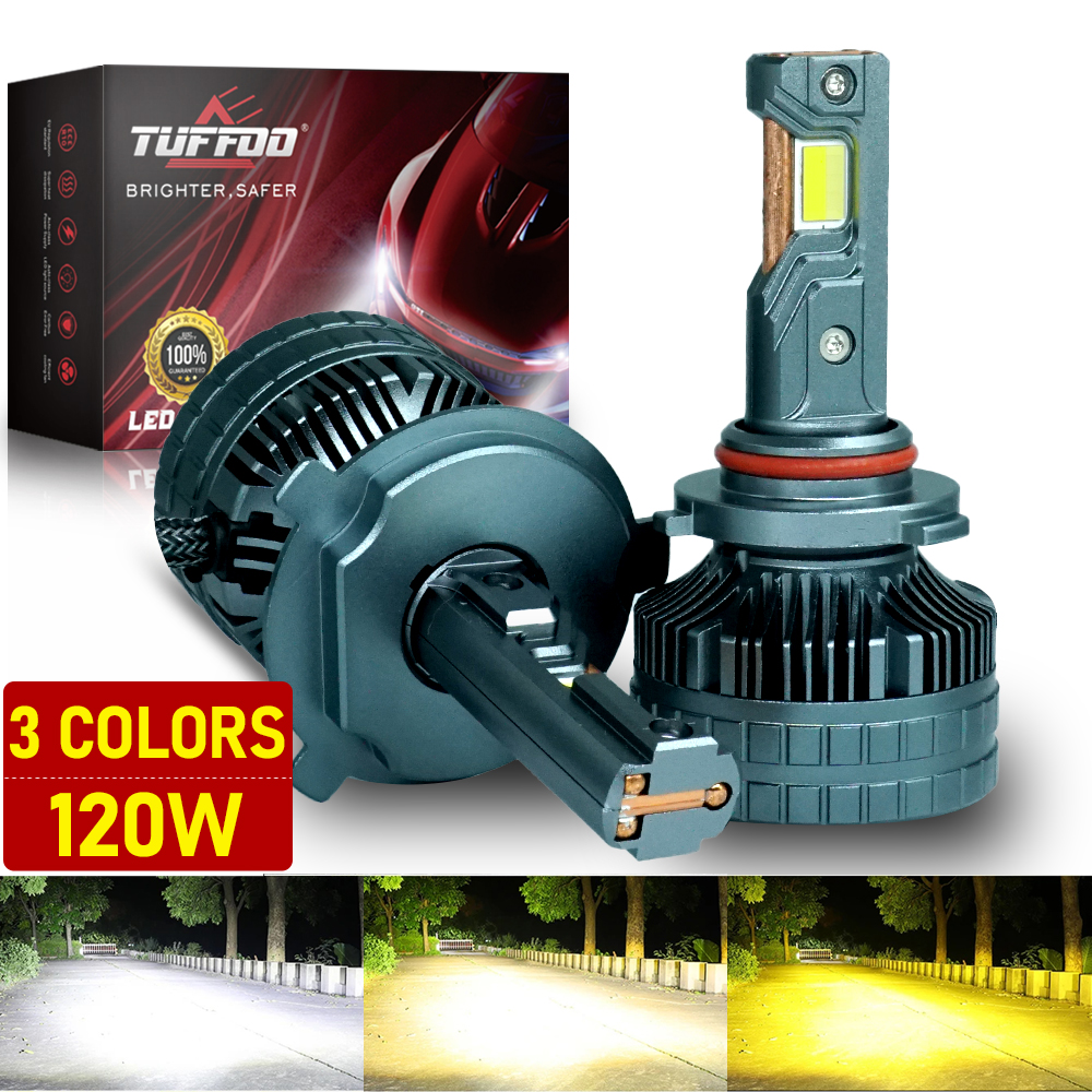 TUFFOO 2 Bóng Đèn Cos / Đèn Pha LED Ô Tô 3 Màu 120W 28000LM H4 H7 H11 ...