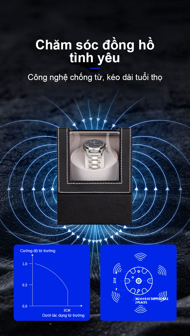 Đảm bảo chất lượng 🔥Hộp xoay đồng hồ cơ Hộp đựng đồng hồ 4 Xoay Gỗ + 6 Cố Định Tự động lên cót ...