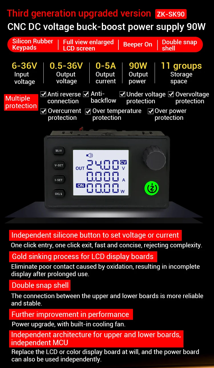 Sk90 CNC Bộ điều chỉnh điện áp DC có thể điều chỉnh DIY điện áp không đổi và mô-đun sạc dòng ...
