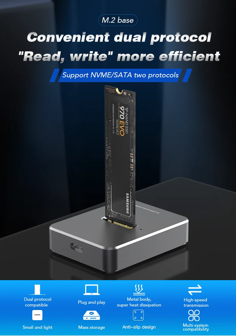 Ốp lưng SSD M2 NVMe / SATA Vỏ 10Gbps HDD Docking Station M.2 Bộ chuyển ...