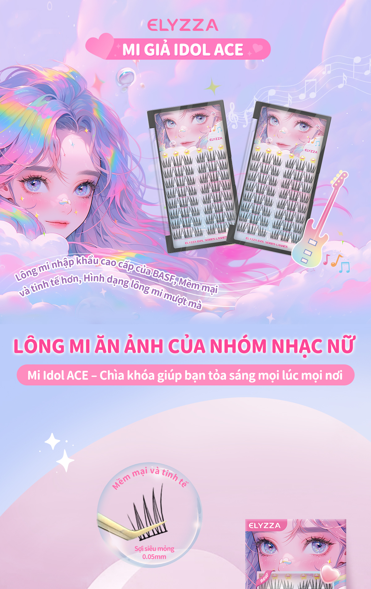 [Hà Nội] MI GIẢ IDOL ACE ELYZZA Lông Mi Giả Tự Nhiên, 10-12mm Mi Giả ...