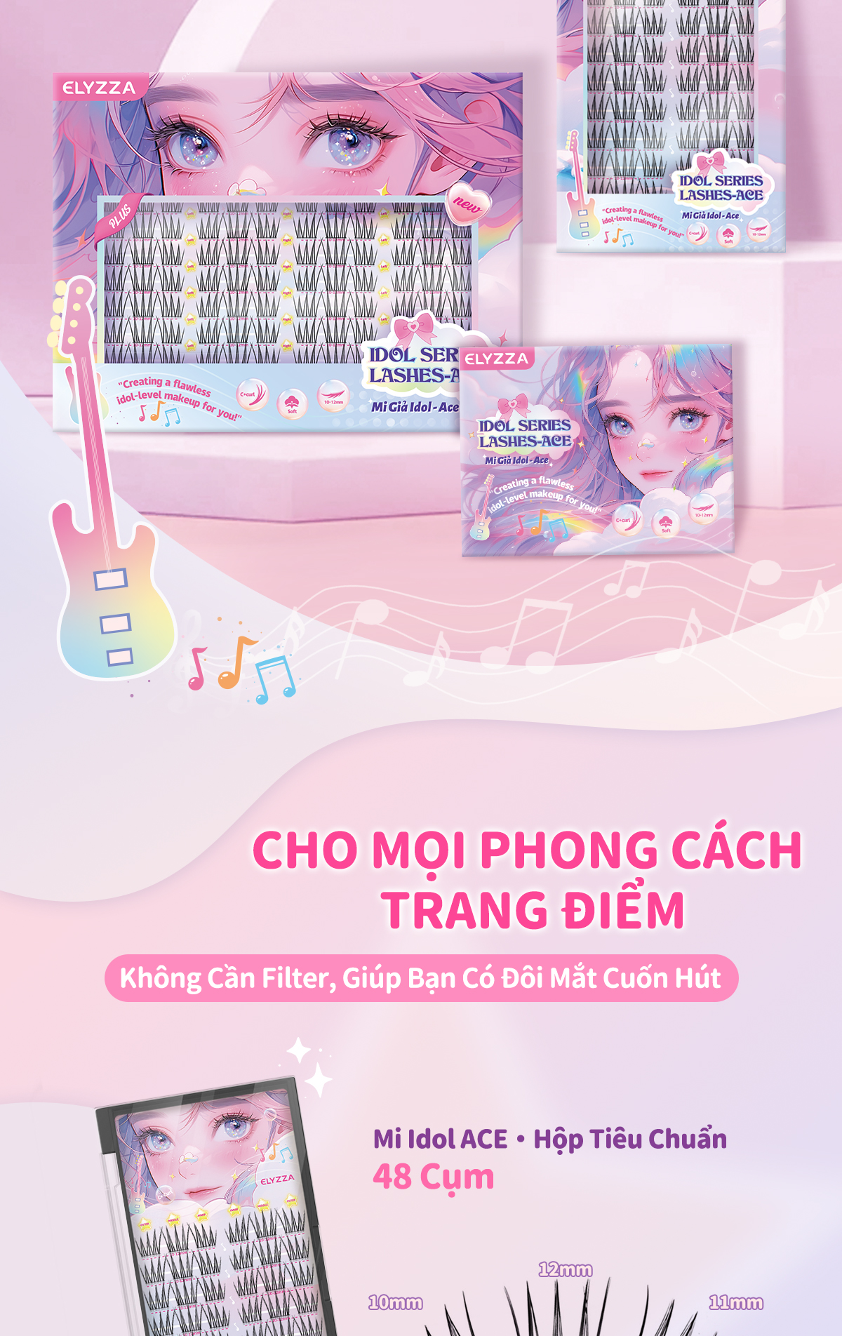 [Hà Nội] MI GIẢ IDOL ACE ELYZZA Lông Mi Giả Tự Nhiên, 10-12mm Mi Giả ...