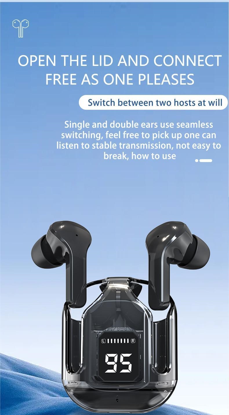 Tai nghe Bluetooth không dây trong tai có Air31 trong suốt, điều khiển cảm ứng và micrô, hỗ trợ ...