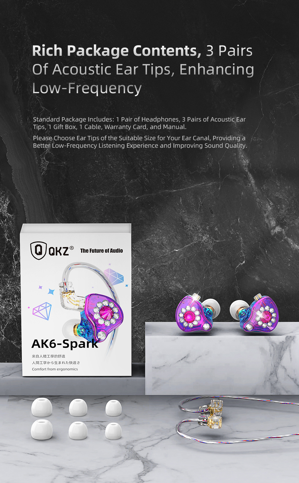 Qkz AK6 Spark In Ear Tai Nghe Cho Neo Tai Nghe Đặc Biệt 2.5 M Chiều Dài Cáp Di Động Phát Trực ...