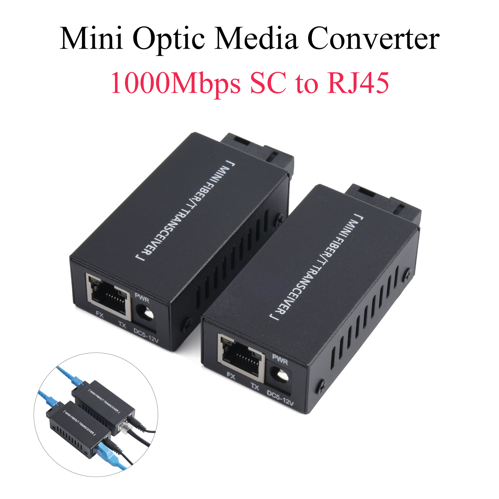 1 Cặp Bộ Chuyển Đổi Quang Học Sợi Gigabit Mini 100 / 1000Mbps Bộ Thu ...