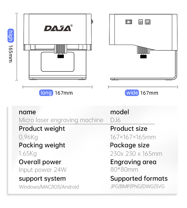 Daja DJ6 Máy Khắc Laser Mini Di Động Máy Khắc Laser Hoàn Toàn Tự Động DIY Sáng Tạo Sản Xuất Máy ...