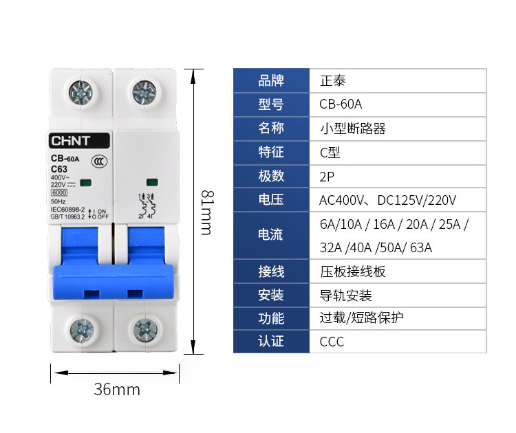 CHINT CB-60A CB-125A DC110V 220V Công Tắc Không Khí Cho Xe Điện Năng ...