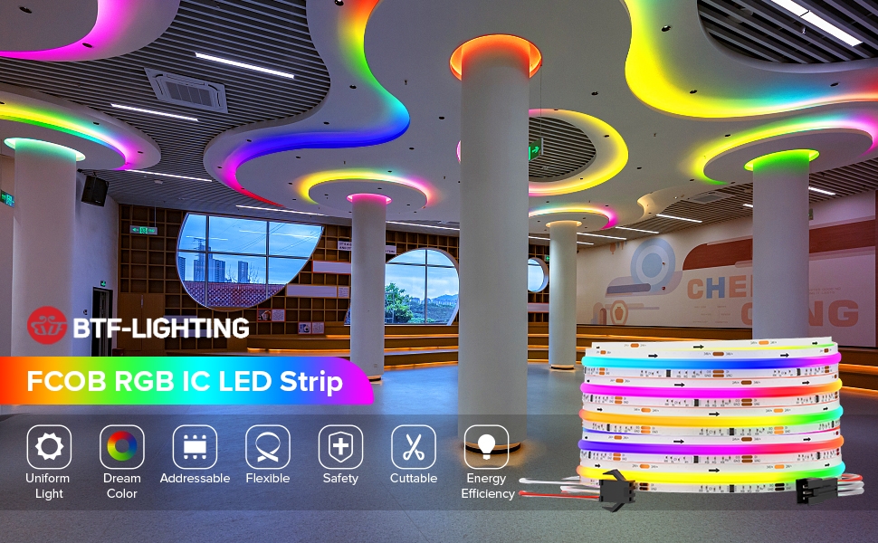 Btf-lighting COB RGB IC LED Strip Light WS2811 720LEDs / m 630LEDs / m ...