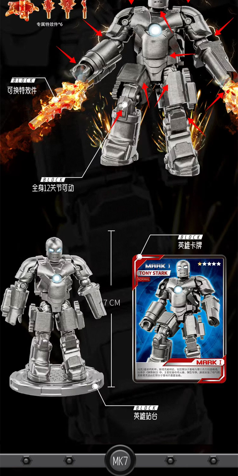 Chính Hãng Marvel The Infinity Saga Iron Man MK1-7 Đồ chơi biến hình ...