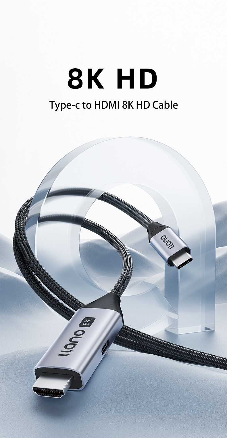 Cáp Llano 8K USB C sang HDMI 2.1 có sạc PD Dây bện USB Type-C sang HDMI ...