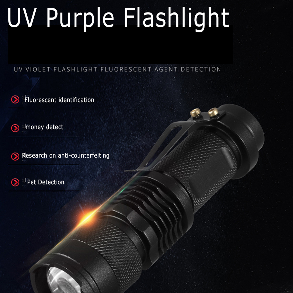 Đèn pin UV Tím 365NM / 395NM Máy dò tiền mặt bằng hợp kim nhôm Phát ...