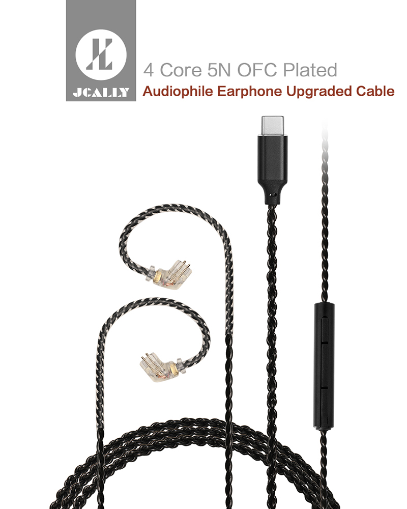 Jcally TC4S 4 Core 2Pin 0,78mm MMCX QDC KZ C Pin Type C Cáp nâng cấp có Mic cho KZ EDX PRO ...