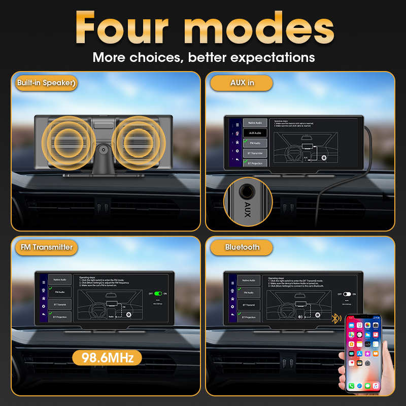 Jansite 8 Core 4 + 64GB Android 12 Xe DVR 5G WiFi Không Dây CarPlay Android Tự Động Ống Kính Kép ...