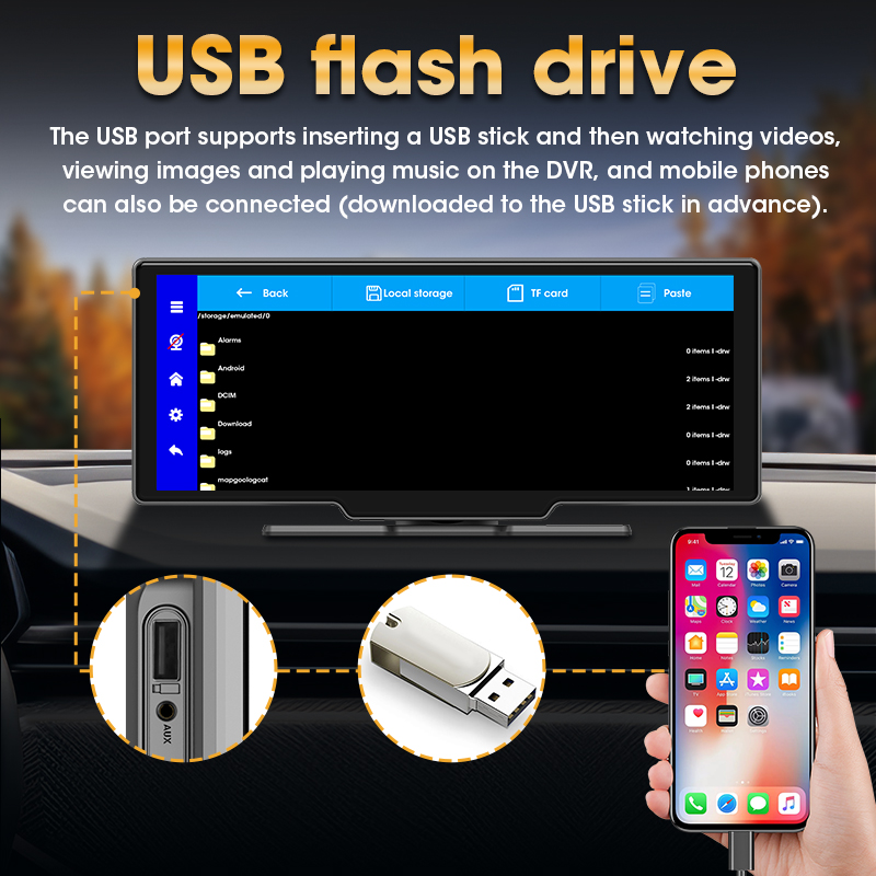 Jansite 8 Core 4 + 64GB Android 12 Xe DVR 5G WiFi Không Dây CarPlay Android Tự Động Ống Kính Kép ...