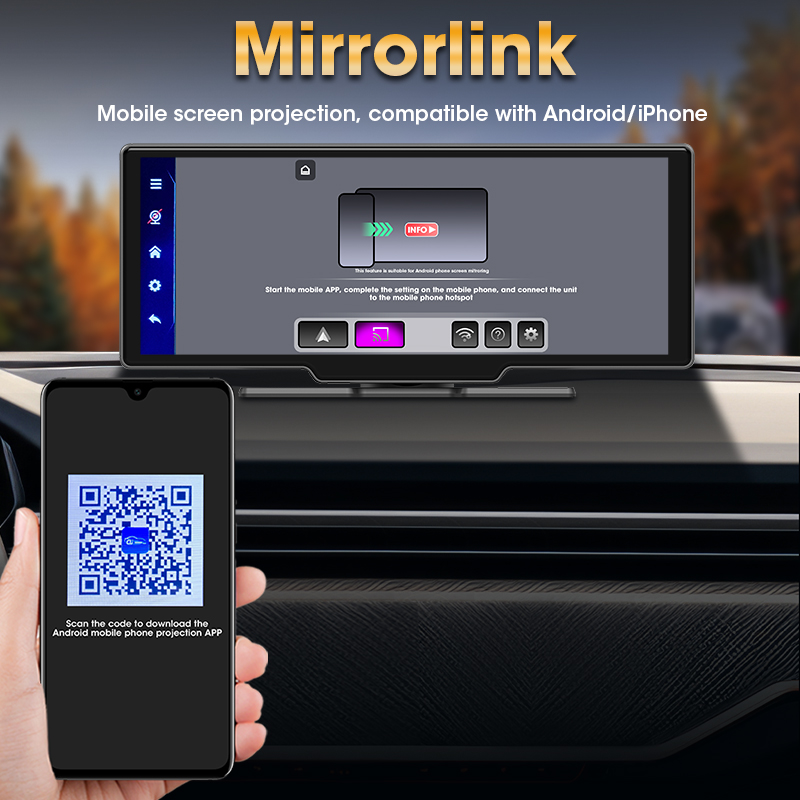 Jansite 8 Core 4 + 64GB Android 12 Xe DVR 5G WiFi Không Dây CarPlay Android Tự Động Ống Kính Kép ...