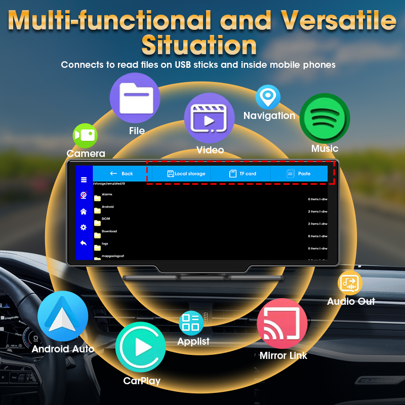 Jansite 8 Core 4 + 64GB Android 12 Xe DVR 5G WiFi Không Dây CarPlay Android Tự Động Ống Kính Kép ...