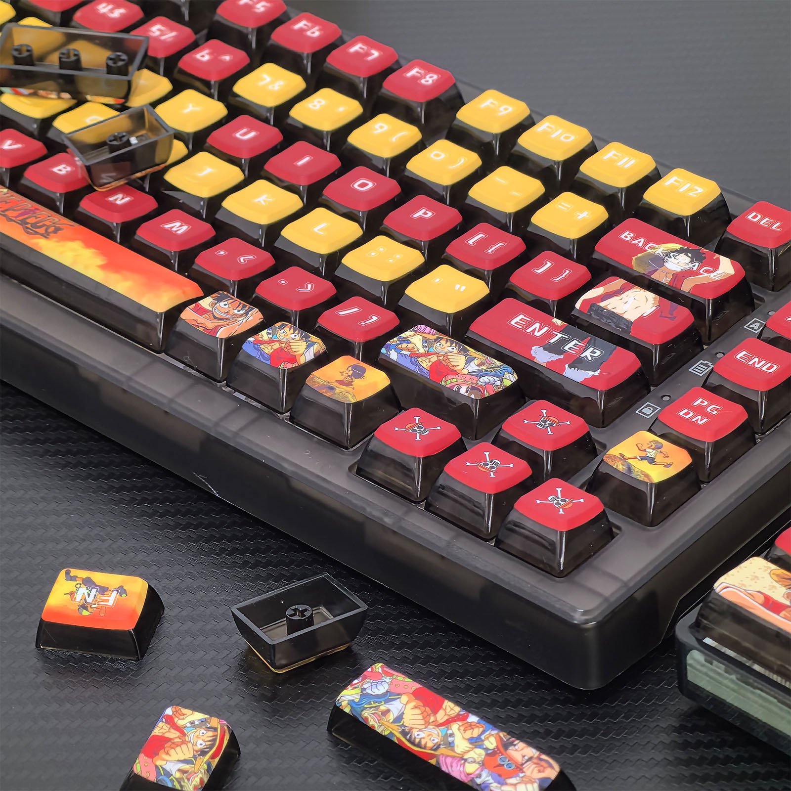 One Piece Pudding Keycap Truyền ánh sáng bốn mặt ASA Profile PBT Dye ...