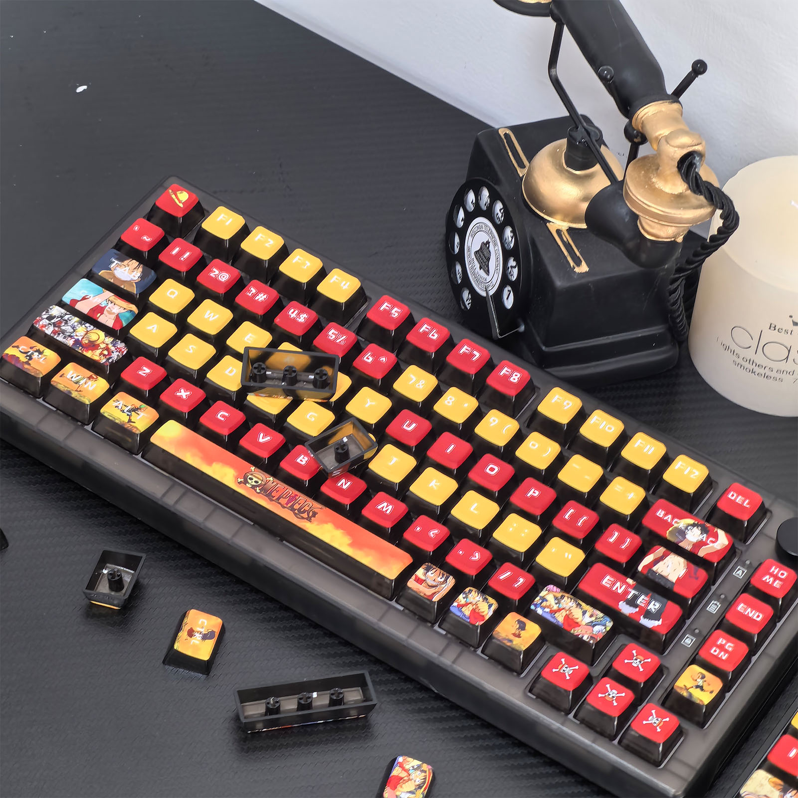 One Piece Pudding Keycap Truyền ánh sáng bốn mặt ASA Profile PBT Dye ...