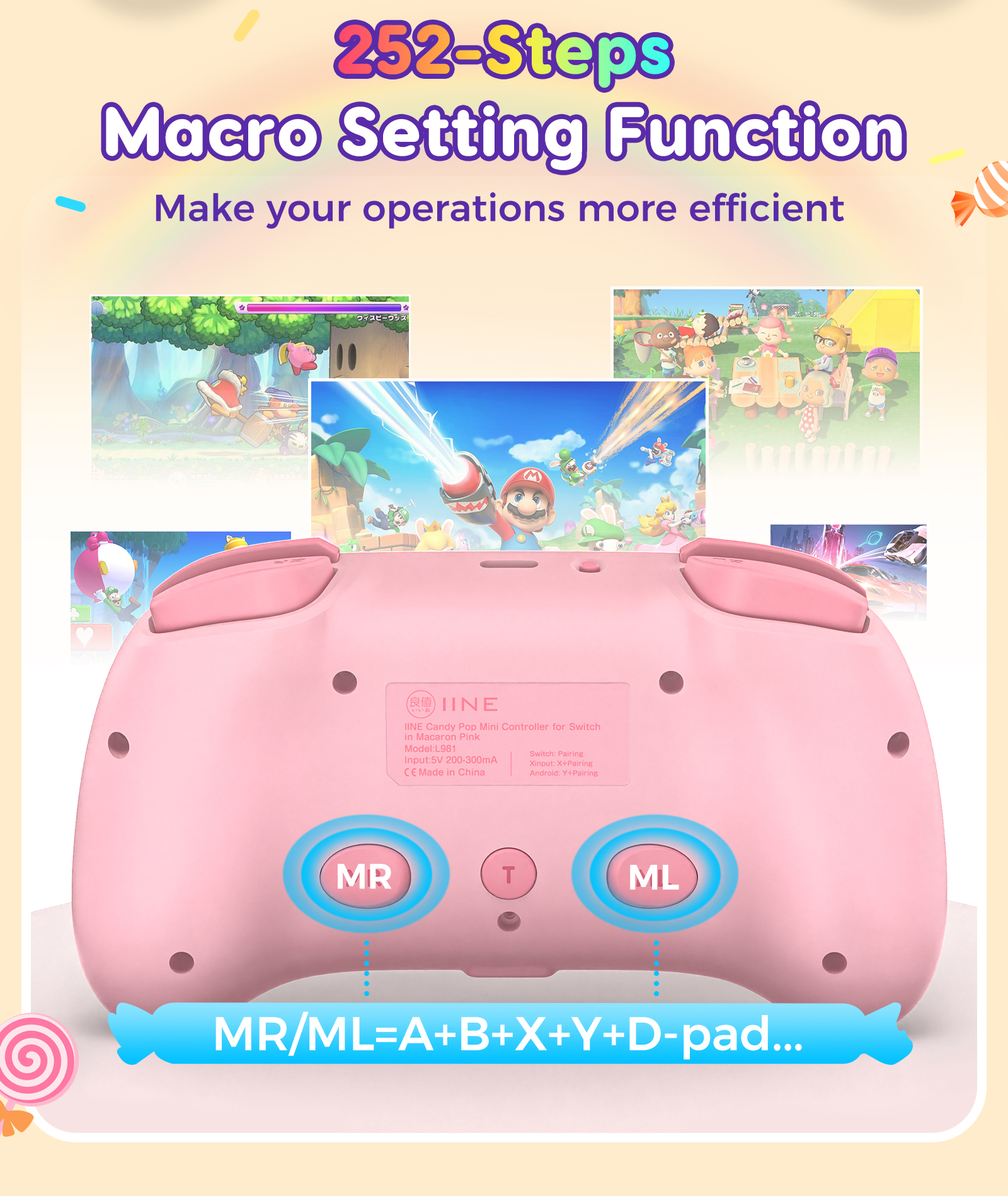 Bộ điều khiển Mini IINE Candy Pop cho Switch / Android / IOS / PC có ...
