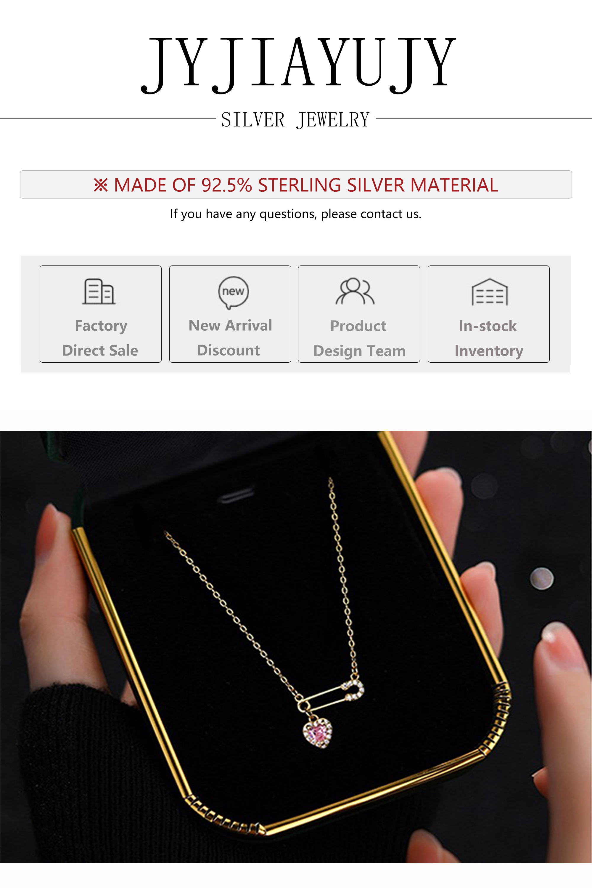 Jyjiayujy 100% Nguyên Bản Bạc S925 Vòng Cổ Còn Hàng Pin Zircon Trái Tim Phong Cách Hai Màu Chất ...